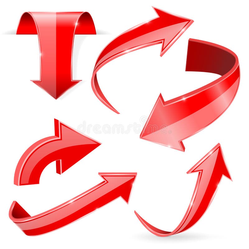 Rote 3D-Pfeile. Verschiedene Richtungen Vektor Abbildung - Illustration ...