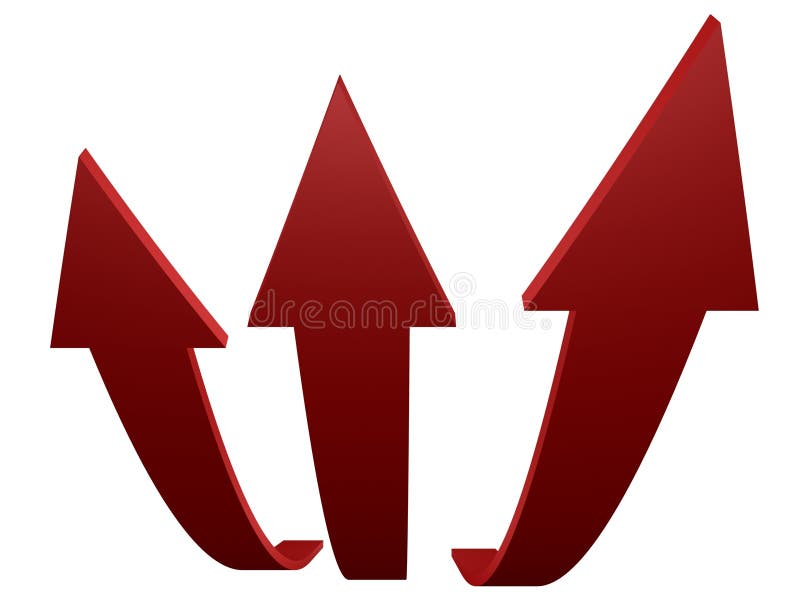 Rote Pfeile oben stock abbildung. Illustration von stier - 4439298