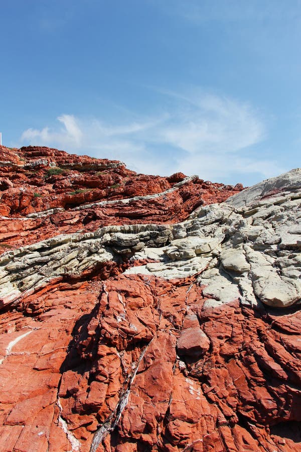 Rote Sedimentgesteine, Von Sizilien Stockfoto - Bild von geologisch ...