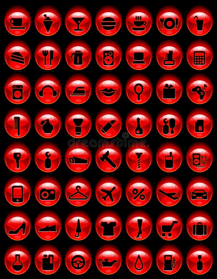 Set Von Icons Und Piktogrammen Vektor Abbildung - Illustration von ...