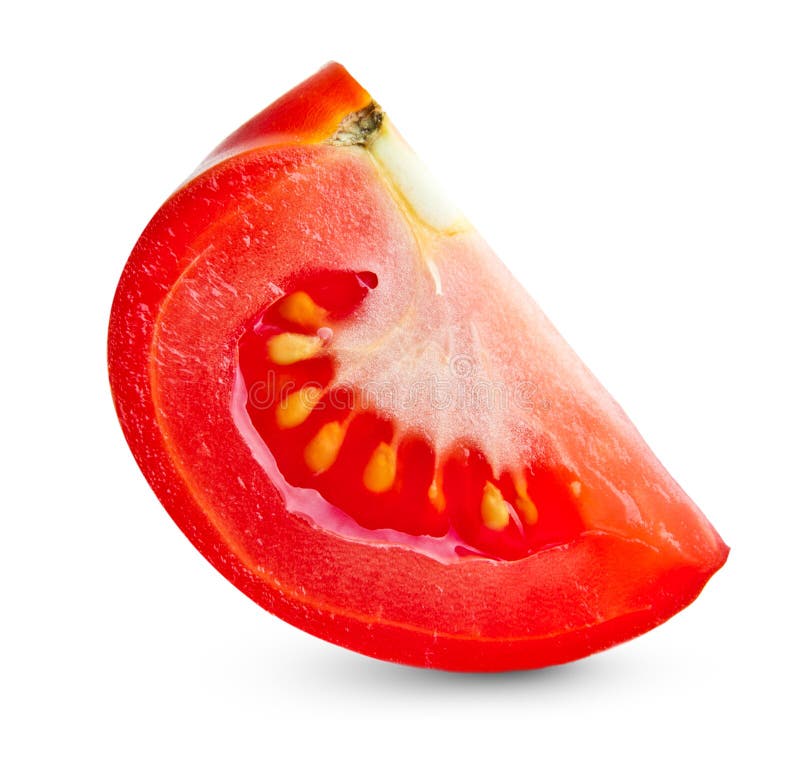 Rote Tomatenscheibe Lokalisiert Stockfoto - Bild von nahrung, schnitt ...