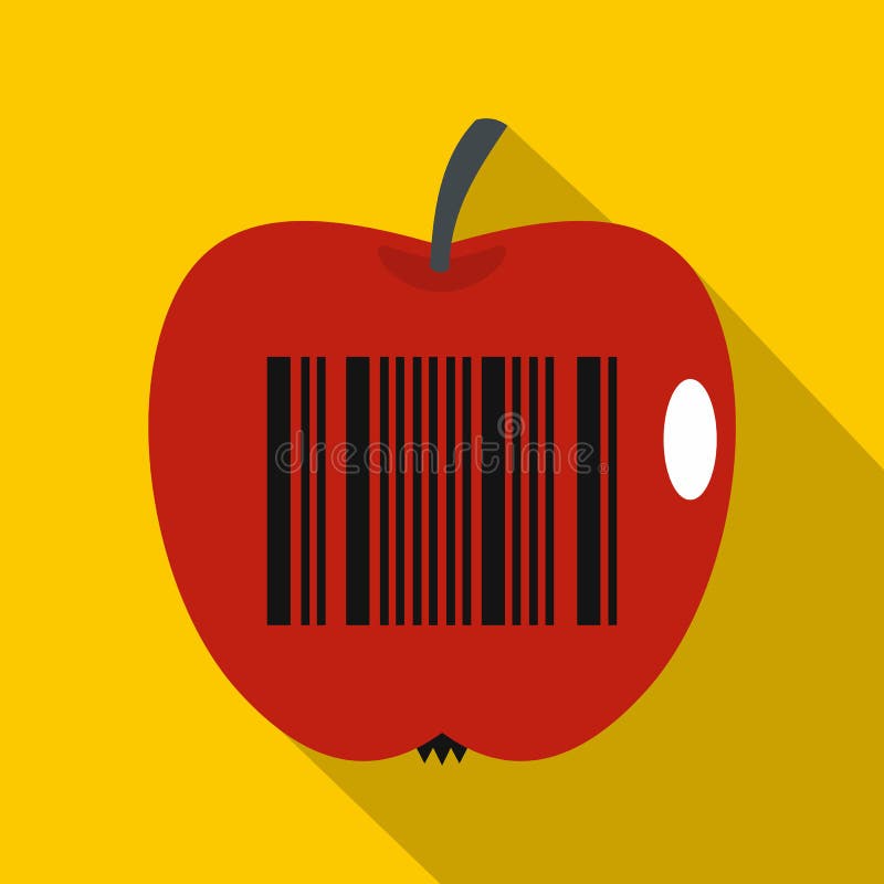 Roter Apfel Mit Barcodeikone, Flache Art Vektor Abbildung ...