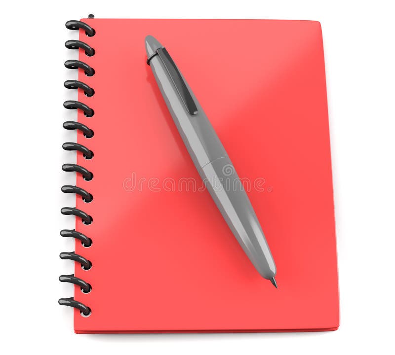 Roter Notizblock mit Stift stock abbildung. Illustration von liste ...