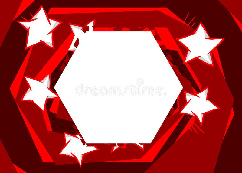 Roter Pop-Art-Hintergrund Mit Leerer Hexagonaler Form. Vektor Abbildung ...