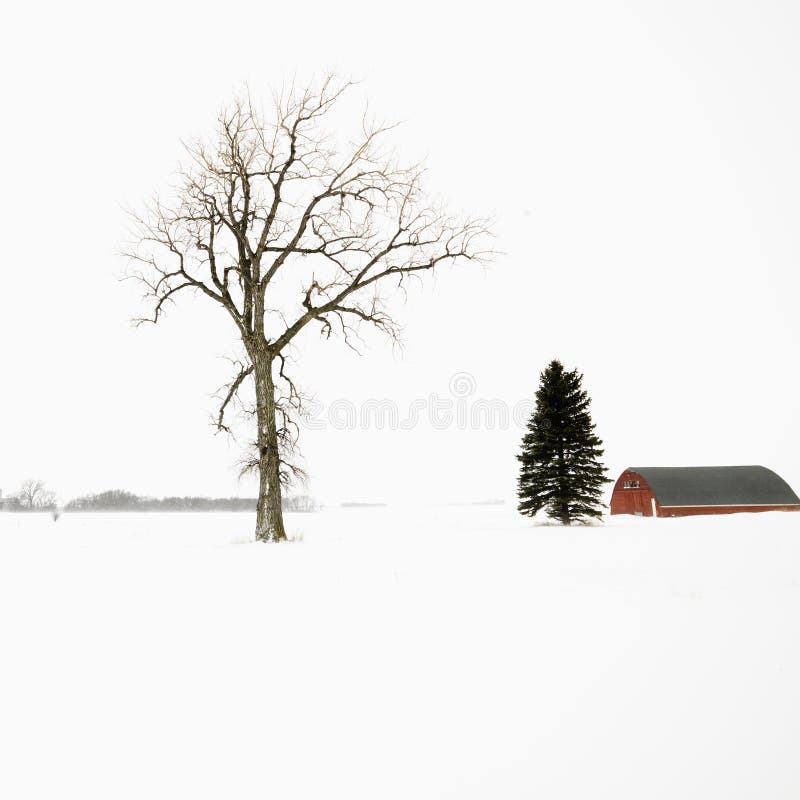 Roter Stall im Winter. stockfoto. Bild von farbe, stall - 2676420