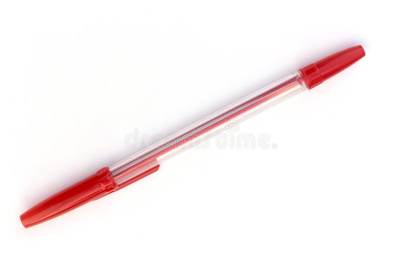 Roter Plastikstift Lokalisiert Auf Weiß Stockfoto - Bild von ...