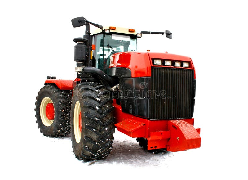 Neuer roter Traktor stockfoto. Bild von gummireifen, leistungsfähig ...