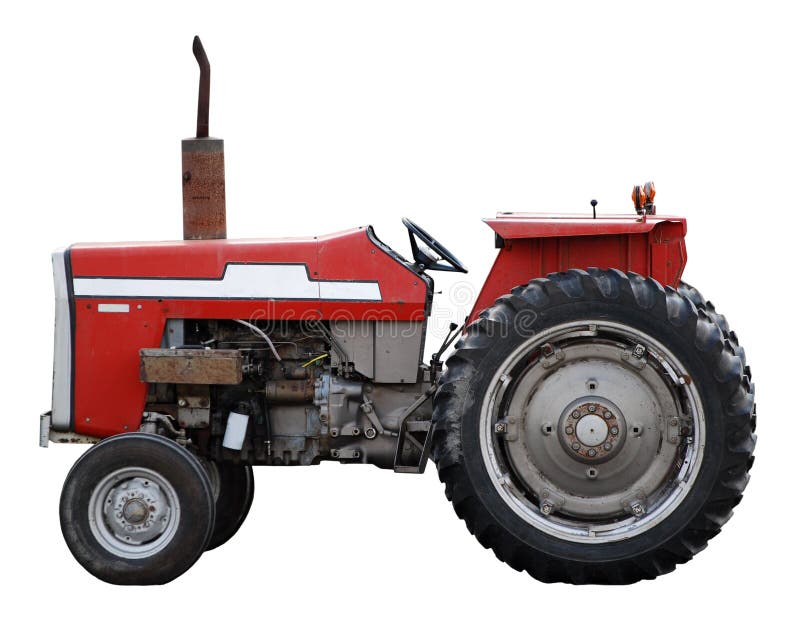 Roter Traktor stockfoto. Bild von leistungsf, melioration - 4433464