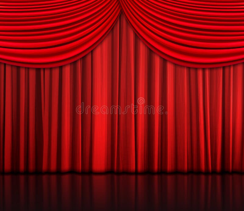 Roter Vorhang Mit Reflexion Auf Boden Stockbild - Bild von zuhause ...