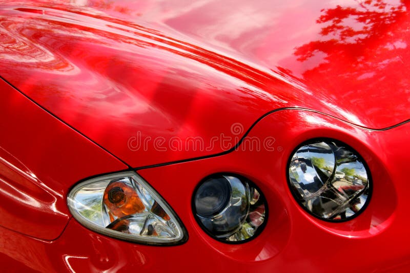 Rotes Auto Beleuchtet Sonderkommando Stockfoto - Bild von kostspielig ...