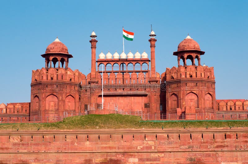 Das rote Fort von Delhi stockbild. Bild von agra, tourismus - 49782267