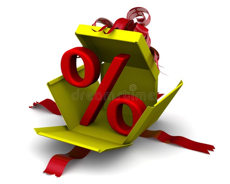 Rotes Prozentzeichen Bricht Geschenkbox Stock Abbildung - Illustration ...