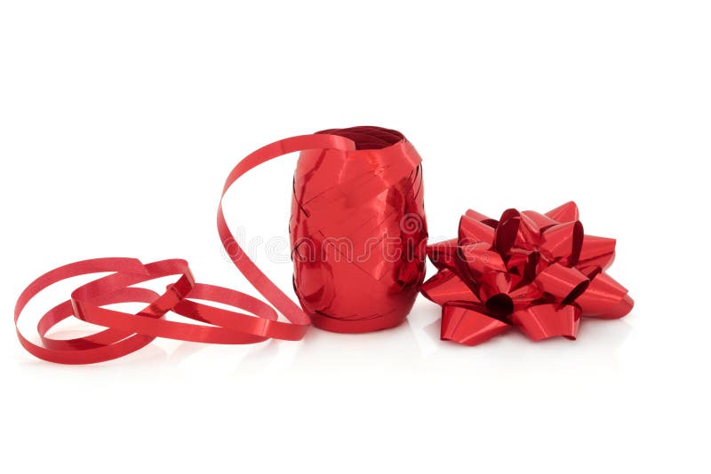 Rotes Ribbow und Bogen stockbild. Bild von bogen, getrennt - 19828815