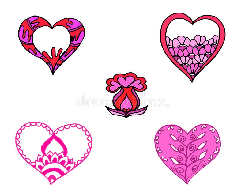 Rotes Und Rosa Herz Gemaltes Muster Vektor Abbildung - Illustration von ...