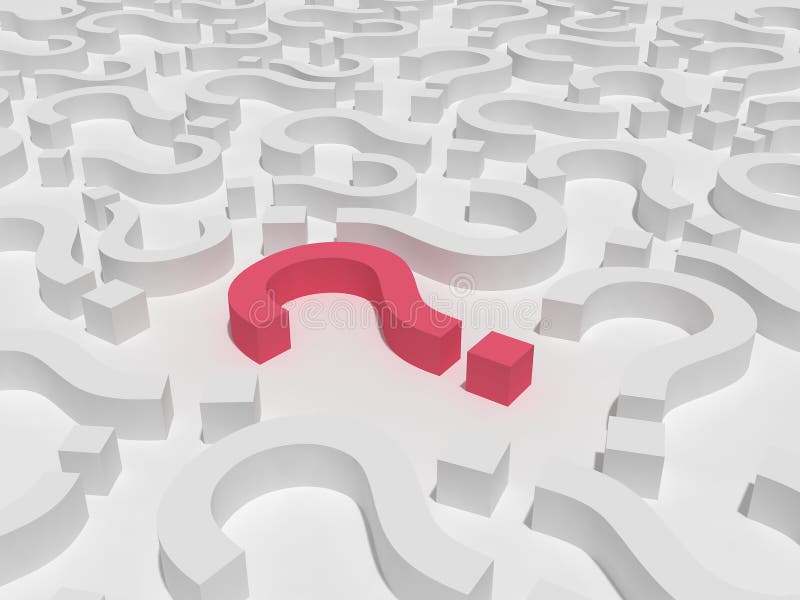 Rotes Zeichen-Feld Der Fragen-3d Bild. Bild: 7855225