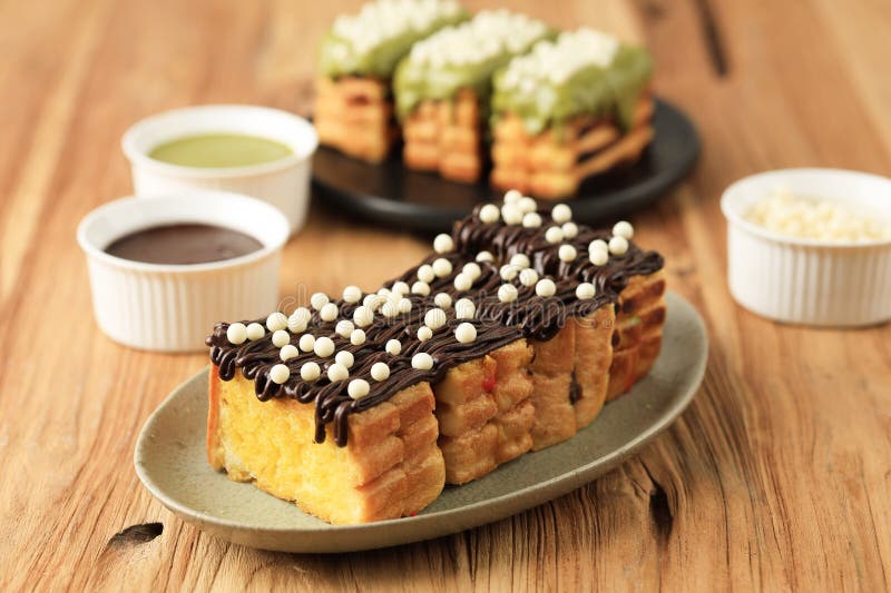 Roti Bakar Bandung with Selai Jam Inside and Chocolate Topping Stock ...