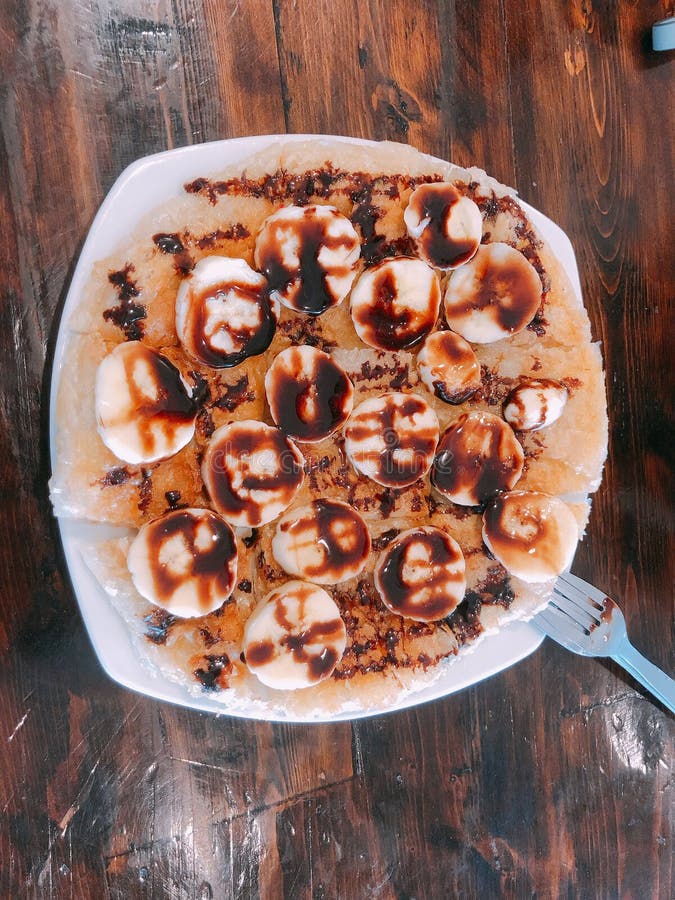 Roti with Egg, Banana and Chocolate Stock Image - Image of sauce ...