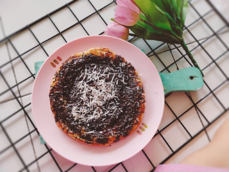 Roti Canai with a Delicious Chocolate Cheese Topping Stock Photo ...