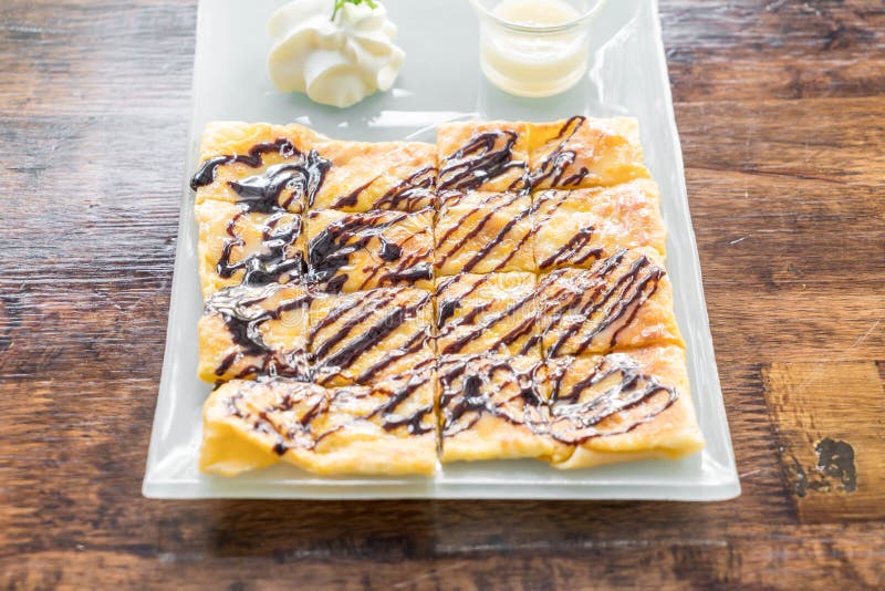 Roti with chocolate sauce stock photo. Image of fresh - 118390996