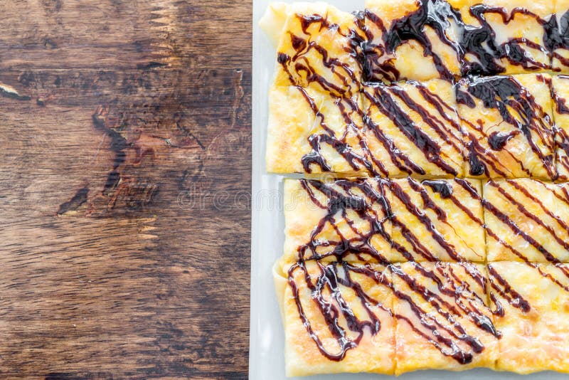 Roti with chocolate sauce stock image. Image of sweet - 120817491