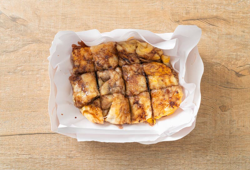 Roti with Egg, Banana and Chocolate Stock Photo - Image of sauce ...