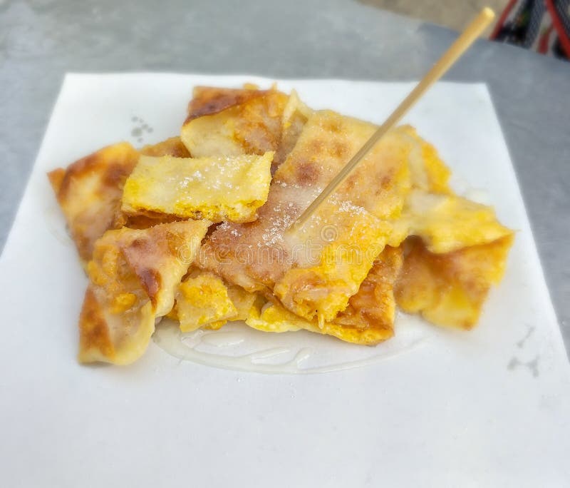 Roti Fried with Milk, Add Sugar, Blurred Background Stock Photo - Image ...