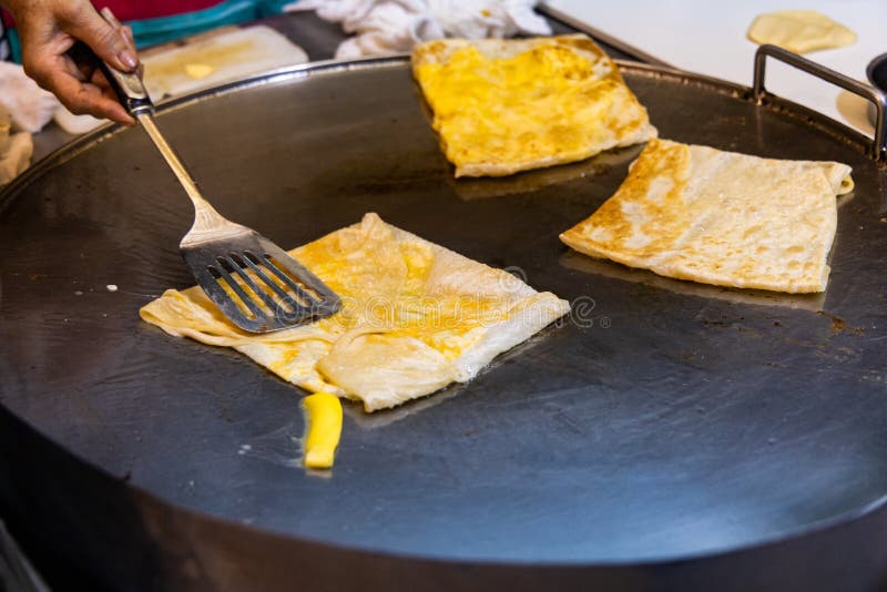 Roti Making, Roti is Fried on the Pan Stock Image - Image of dessert ...
