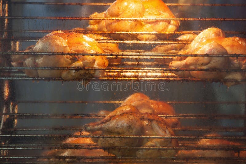 Rotisserie Chicken on a Grill Stock Photo - Image of rotary, roast ...