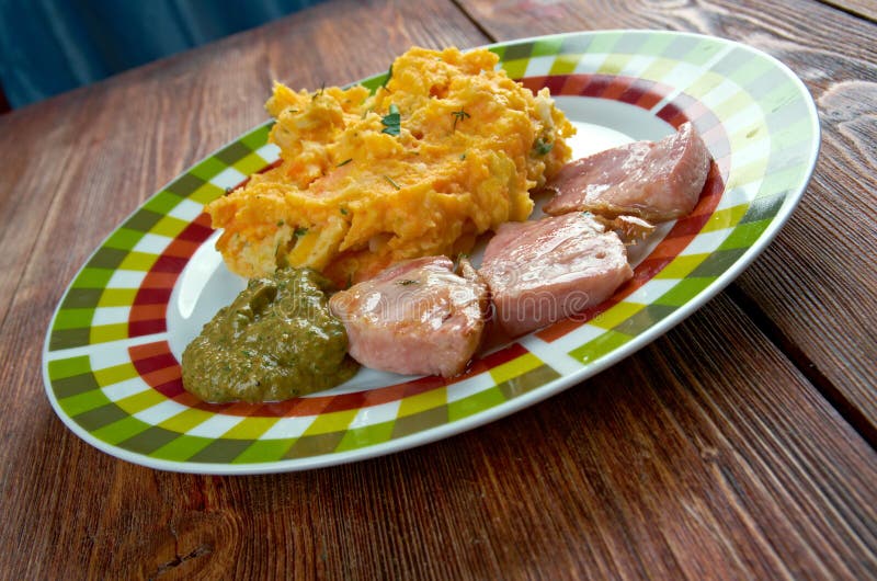 Rotmos med flask stock photo. Image of flask, puree, swede - 49265534