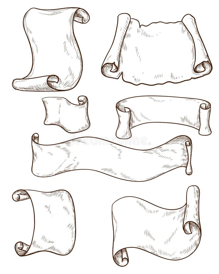 Rotoli Della Pergamena Del Profilo Illustrazione Vettoriale ...