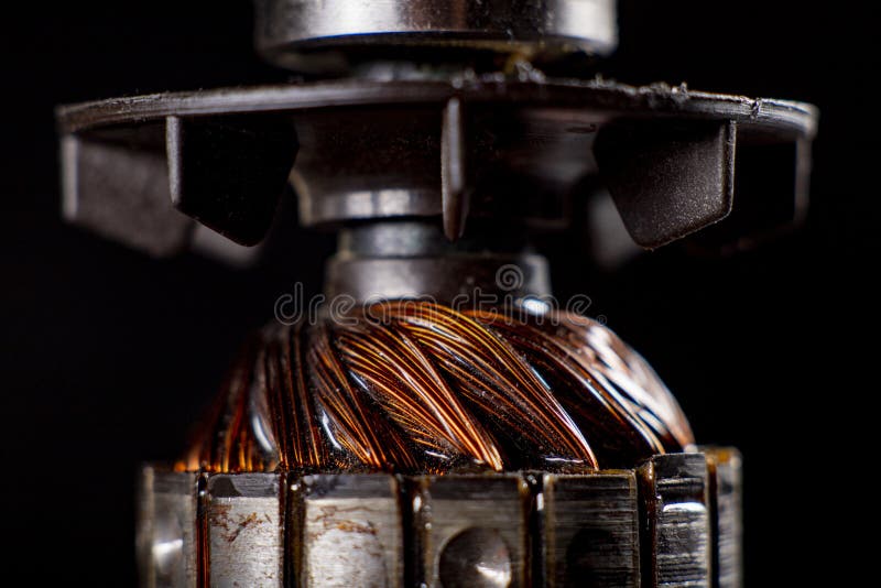 The Rotor of an Electric Motor Used for Toys. Winding of a Small ...