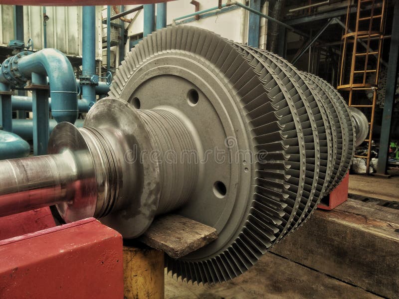 Rotor of a steam turbine stock photo. Image of hydrothermal - 34127792