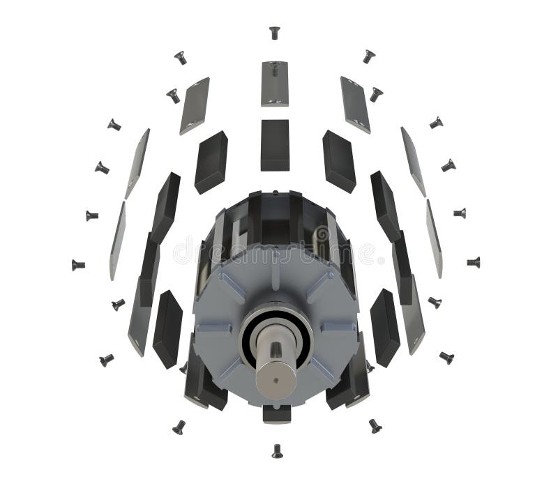 Rotor For Electric Generator Exploded View 3d Rendering Stock
