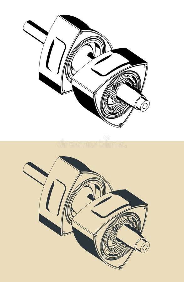 Rotors and Eccentric Shaft of a Rotary Engine Isometric Illustrations ...