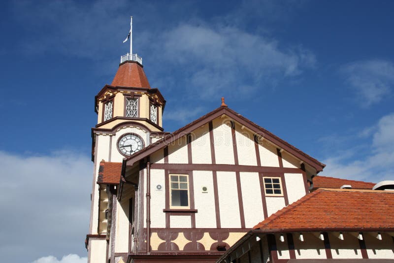 Rotorua Town and Lake View and Cable Car To the Top of the Hill Stock ...