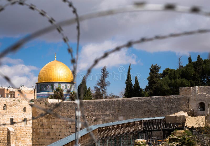 Rotskoepel in Jeruzalem Achter Een Prikkeldraadomheining Stock ...