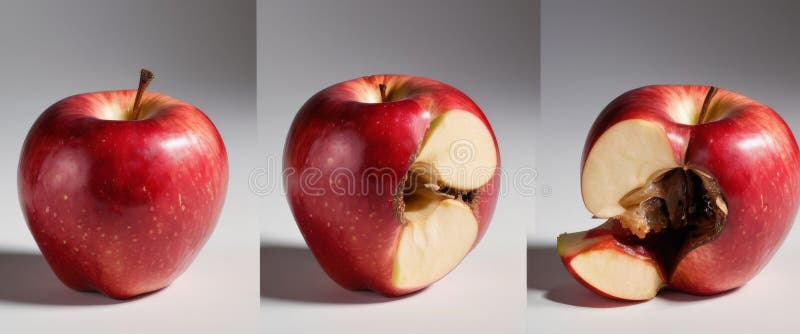 Rotten Apple Progression from Fresh To Decayed Stock Image - Image of ...