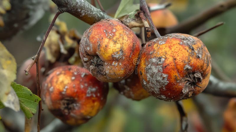 Rotten Apples on a Tree Branch Stock Illustration - Illustration of ...