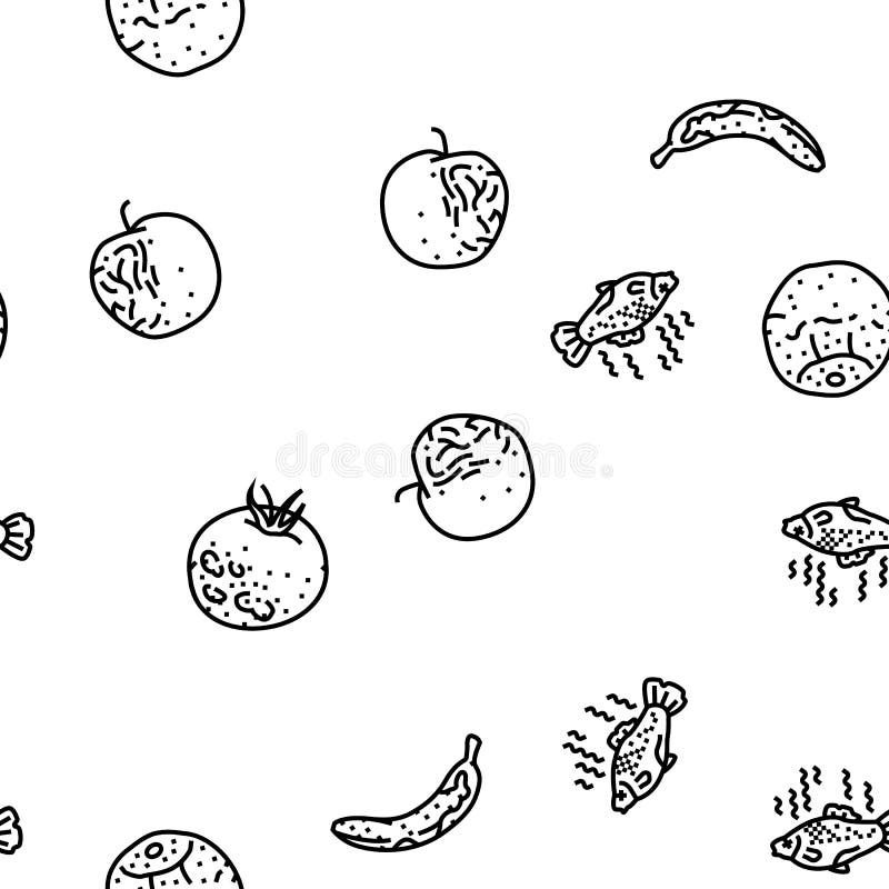 Rotten Food Fruit Waste Garbage Vector Seamless Pattern Stock ...