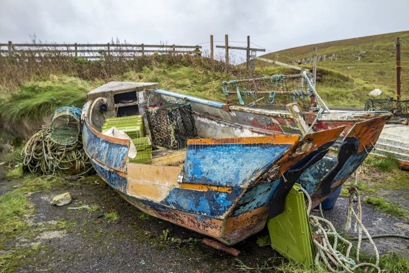 Rotten Old Boat Wreck in Scottish Harbour Stock Photo - Image of coast ...