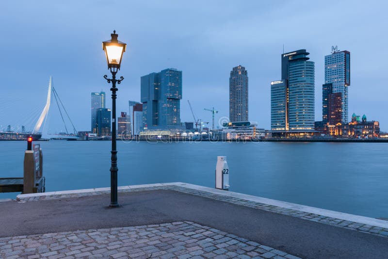 Rotterda with a Street Light in the Evening Editorial Photo - Image of ...