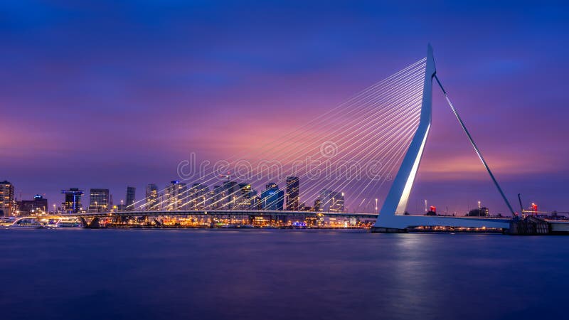 Rotterdam Beautiful Skyline Sunset Editorial Image - Image of meuse ...