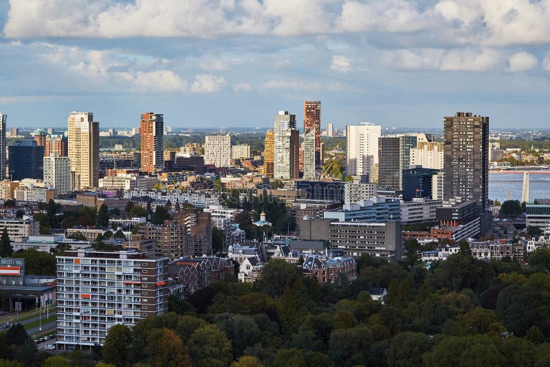 Rotterdam panoramic view stock image. Image of sunny - 245677075