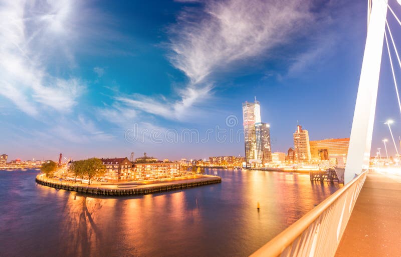 Rotterdam. City Skyline from Erasmus Bridge Editorial Photo - Image of ...