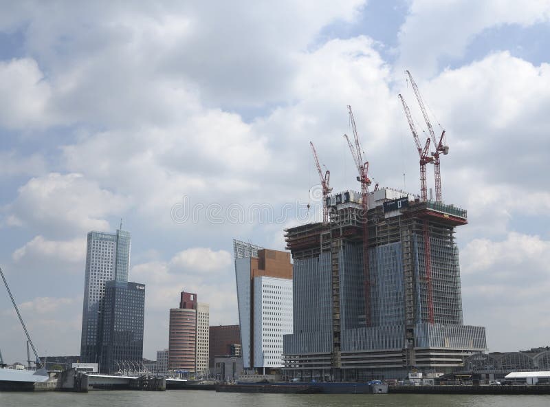Rotterdam Construction and Skyline Editorial Photo - Image of travel ...