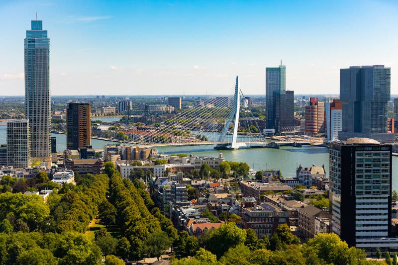 Rotterdam, Netherlands. City Skyline on Beautiful Sunny Day Editorial ...