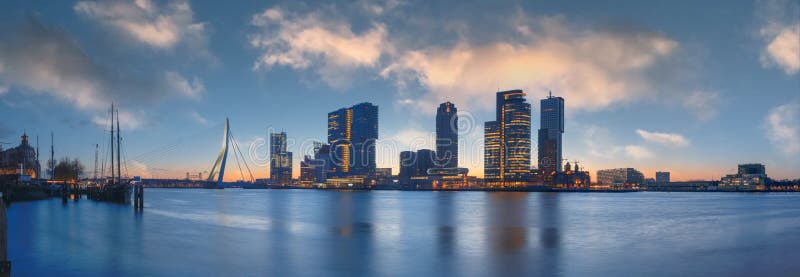 Rotterdam, Netherlands, City Skyline on the River Editorial Stock Photo ...