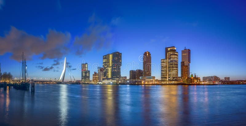 Rotterdam, Netherlands, City Skyline on the River Editorial Stock Photo ...