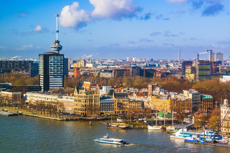 Rotterdam, Netherlands Cityscape on the Nieuwe Maas River Stock Image ...