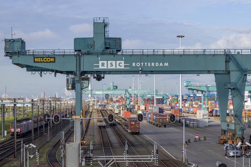 Rotterdam, Netherlands - 2021-01-13: Overview of RSC Rail Terminal in ...